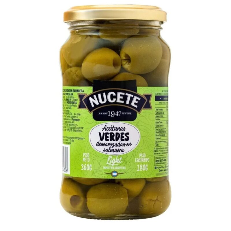 Aceitunas Nucete Light sin Hueso 360grs Reducidas en Sodio