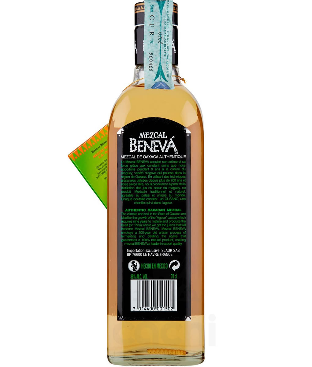 Mezcal Beneva 100% Agave 700ml Con Gusano